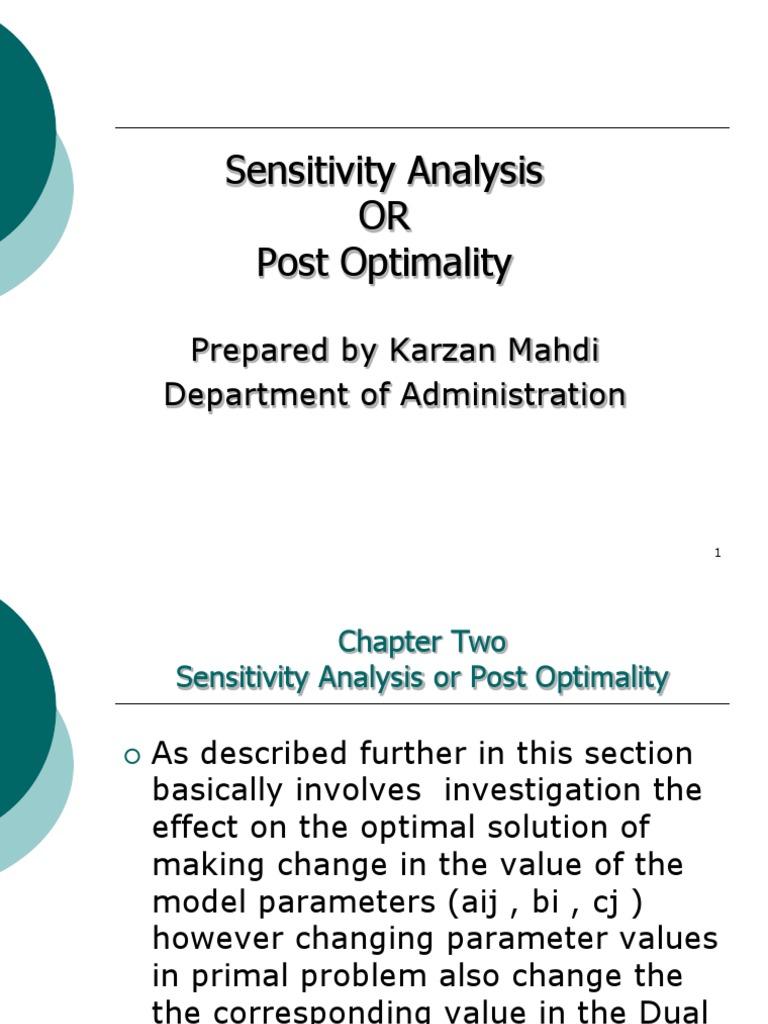 Sensitivity Analysis | PDF | Sensitivity Analysis | Mathematical Optimization