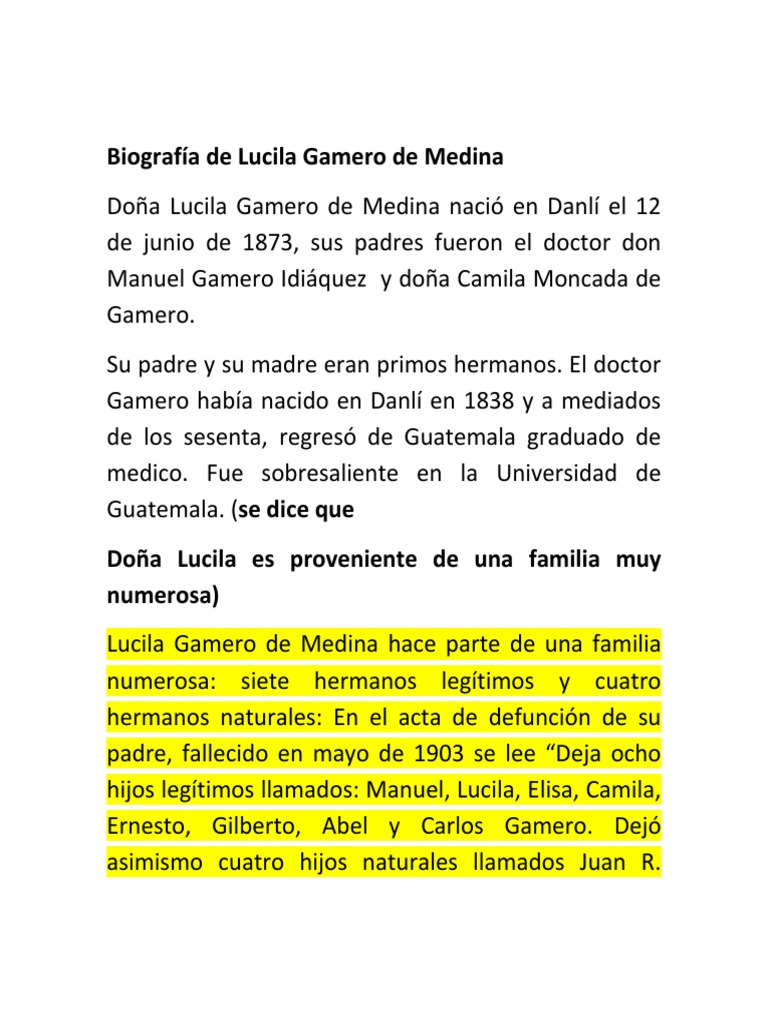 Biografía de Lucila Gamero de Medina | PDF | Historia