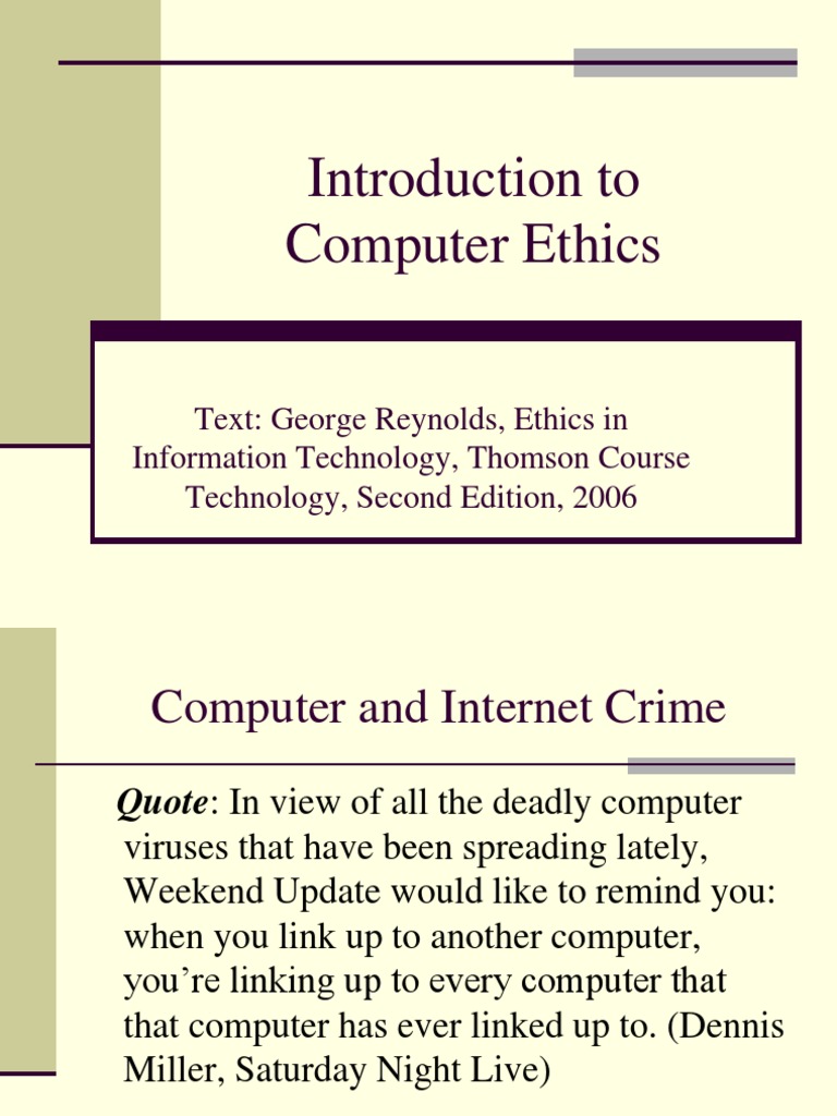 Introduction To Computer Ethics | PDF | Computer Virus | Vulnerability (Computing)
