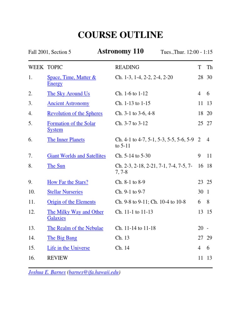 Course Outline Astronomy | PDF | Social Science | Science & Mathematics