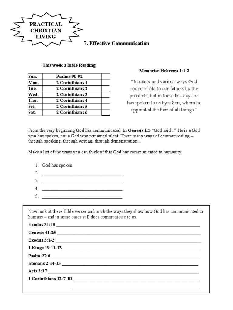 Practical Christian Living 7. Effective Communication | PDF | The ...