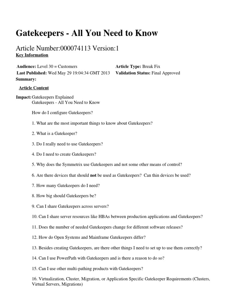 KB 74113 Gatekeeper Best Practices | PDF | Computer Cluster | Information Technology Management