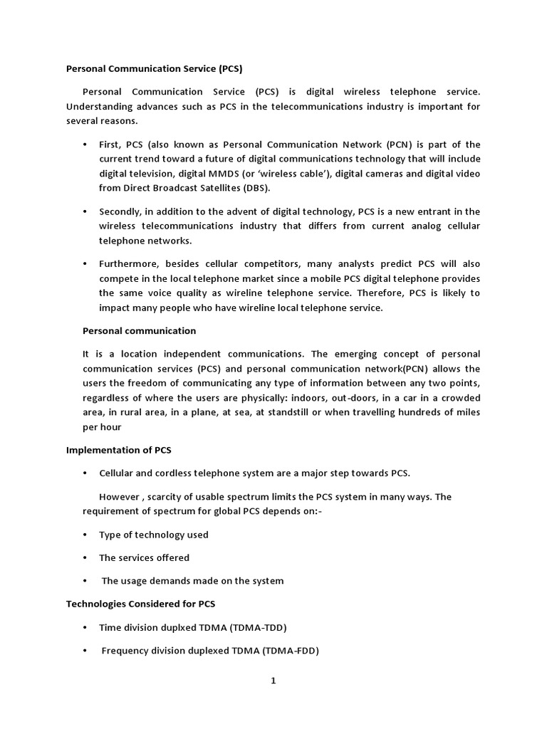 Personal Communication Service | PDF | Telecommunication | Cellular Network