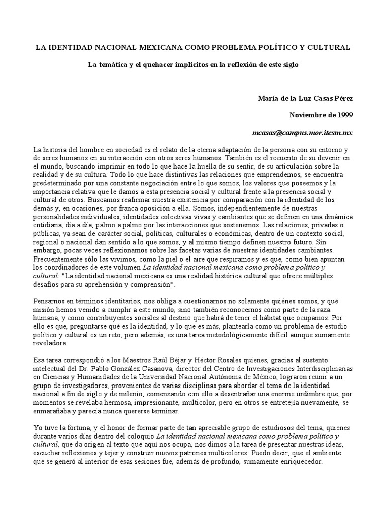 La Identidad Nacional Mexicana Como Problema Político y Cultural | PDF ...