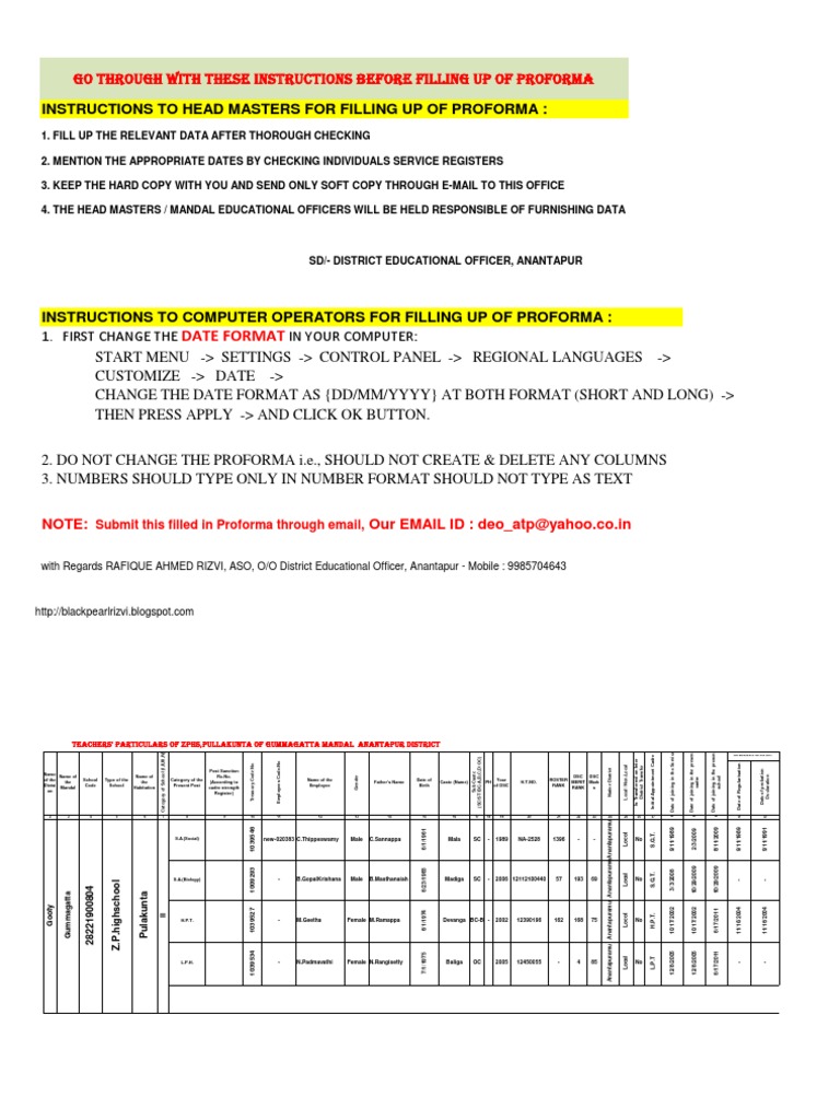 Go Through With These Instructions Before Filling Up of Proforma | PDF ...