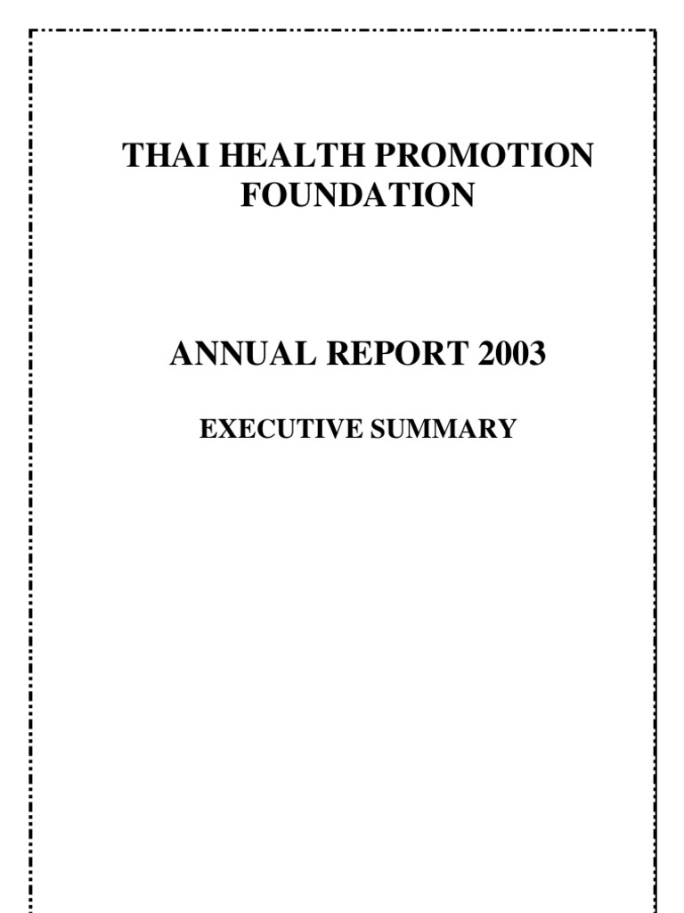 Thai Health Promotion Foundation: Executive Summary | PDF | Health ...