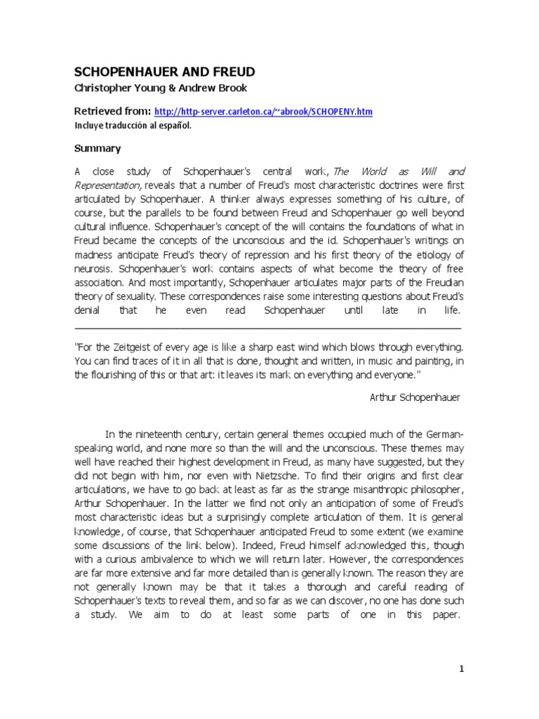 Schopenhauer and Freud | PDF | Sigmund Freud | Unconscious Mind