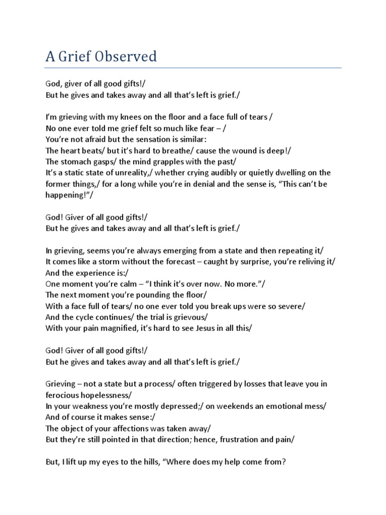 A Grief Observed | PDF | Grief | Sin