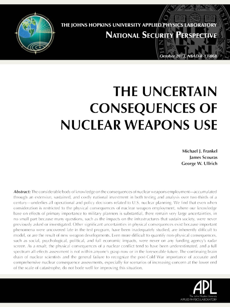 The Uncertain Consequences of Nuclear Weapons Use | PDF | Nuclear ...