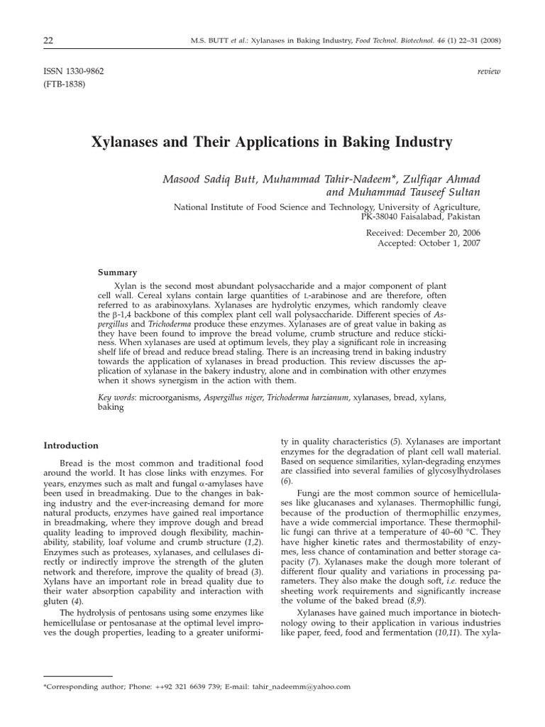 Xylanases in Baking: Enhancing Bread Quality | PDF | Polysaccharide ...