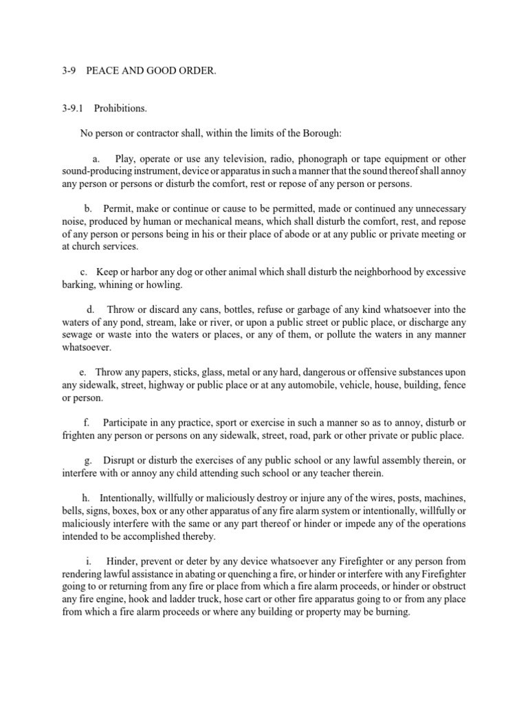 Borough Noise and Conduct Regulations | PDF | Fire Engine | Police