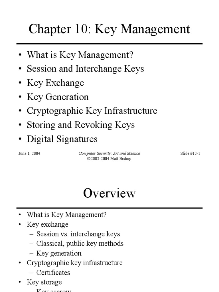 Matt Ch10 Keymanagement | PDF | Key (Cryptography) | Public Key ...