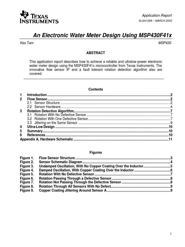An Electronic Water Meter Design Using MSP430F41x | PDF | Integrated ...