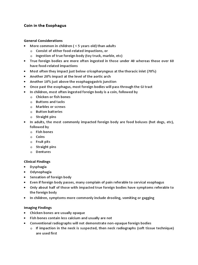 Coin in The Esophagus | PDF | Esophagus | Gastroenterology