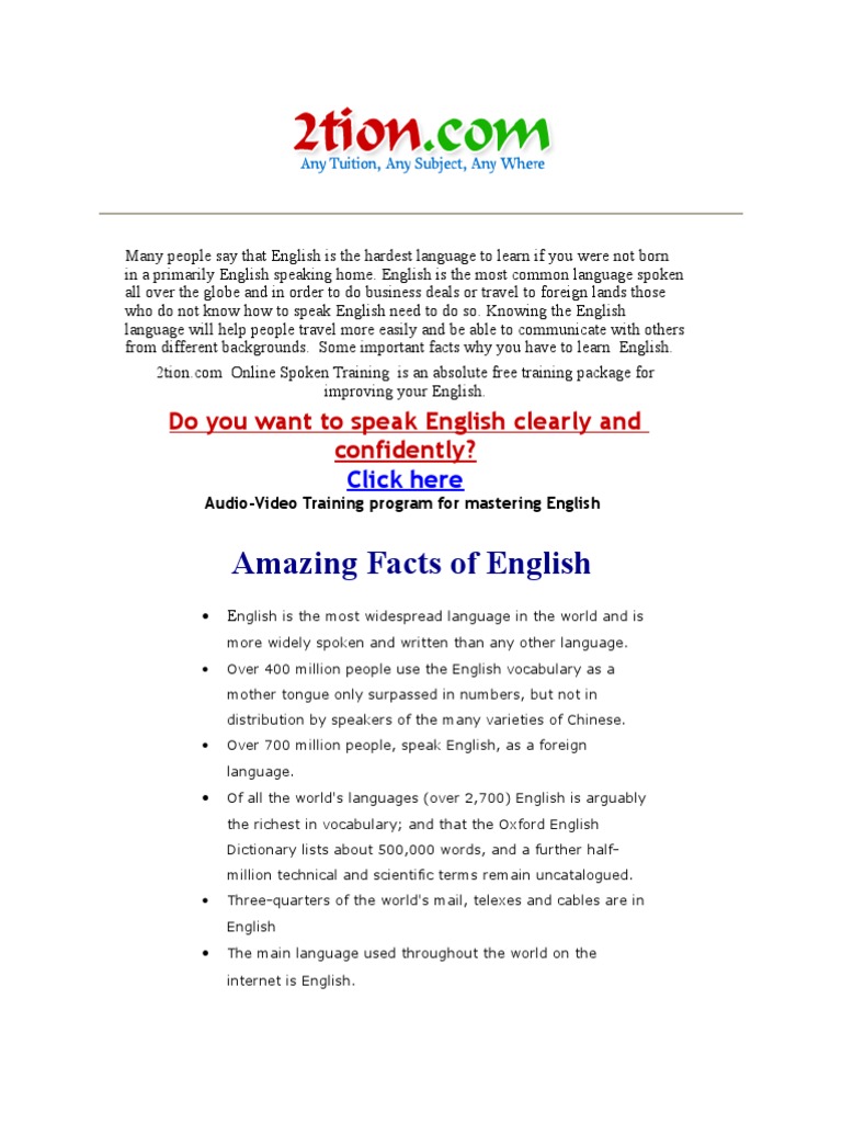 Amazing Facts of English | PDF | English Language | Vocabulary
