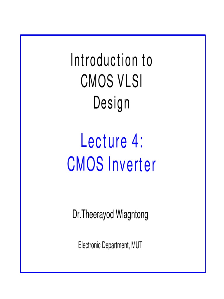 Lecture 4 - CMOS Inverter | PDF | Cmos | Mosfet