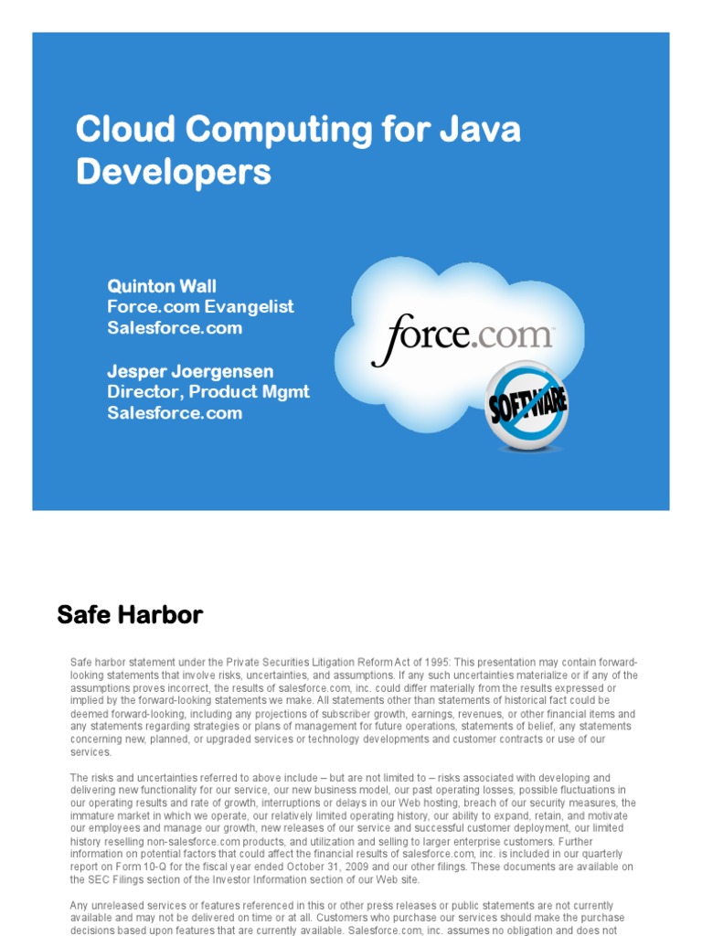 Cloud 4 Java Devs Book | PDF | Salesforce.Com | Cloud Computing