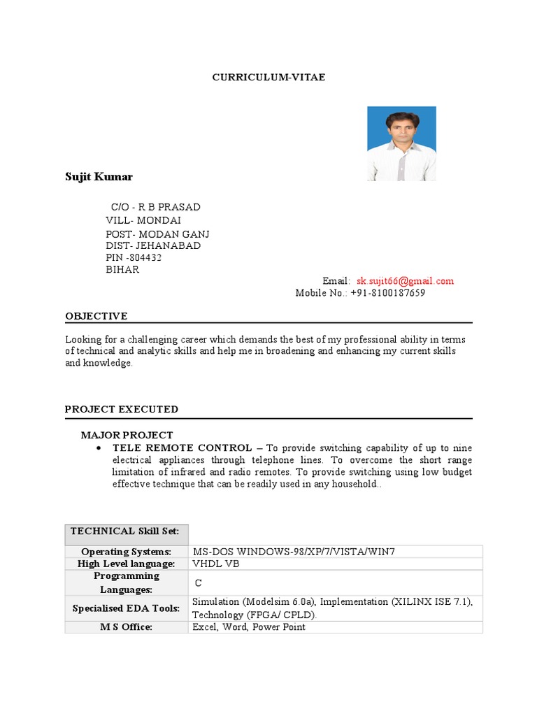 Sujit Kumar's Technical CV and Skills | PDF | Computers
