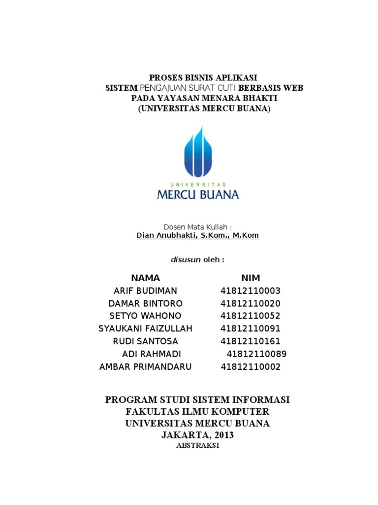 Proses Bisnis Aplikasi Cuti Online | PDF