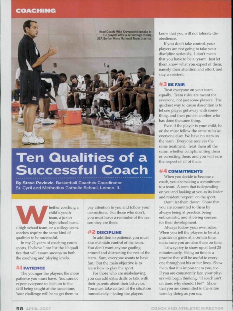 Ten Essential Coaching Qualities | PDF
