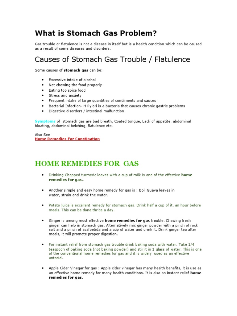 Gas Problem in Stomach | PDF | Bloating | Gastroenterology
