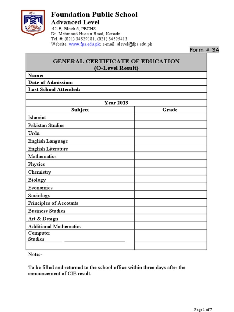 A-Level Registration Form | PDF | United Kingdom | Statistics Of Education