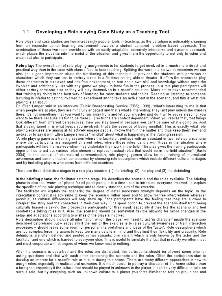 Role Playing as a Teaching Tool | PDF | Cultural Diversity | Learning
