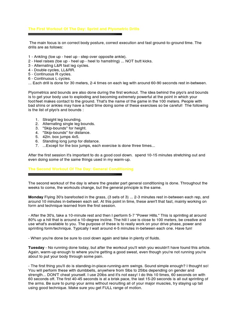The First Workout of The Day: Sprint and Plyometric Drills | Download ...