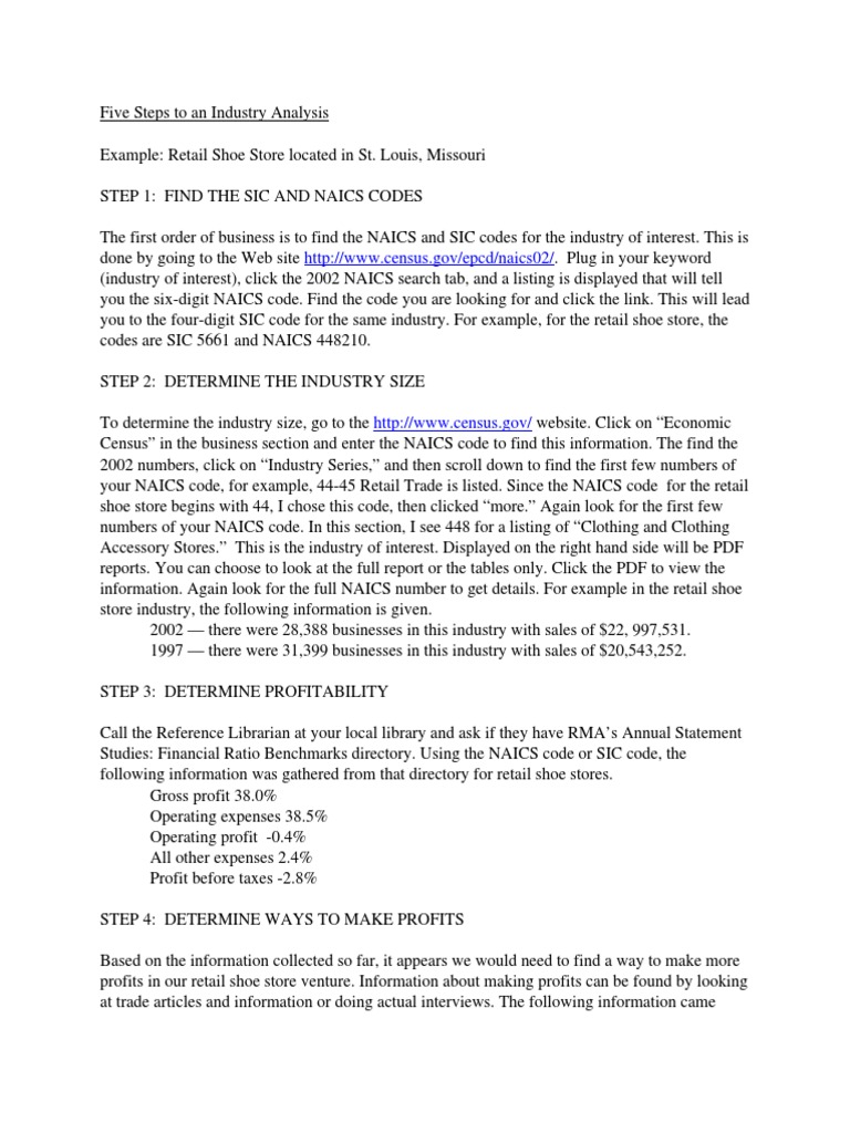 Five Steps To An Industry Analysis | PDF | Profit (Accounting) | Retail