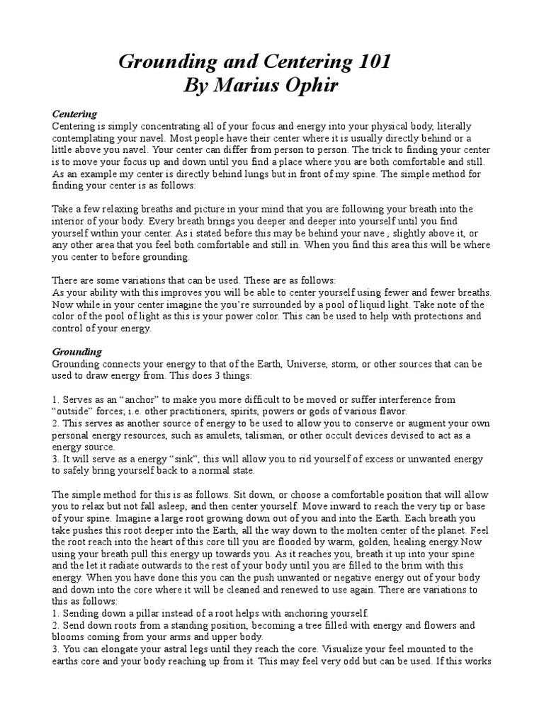 Grounding and Centering Basics | PDF | Breathing | Nature