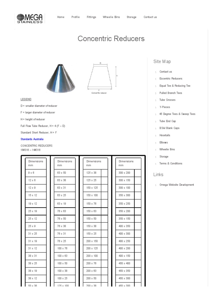 Concentric Reducers | PDF | Mechanical Engineering | Manufactured Goods