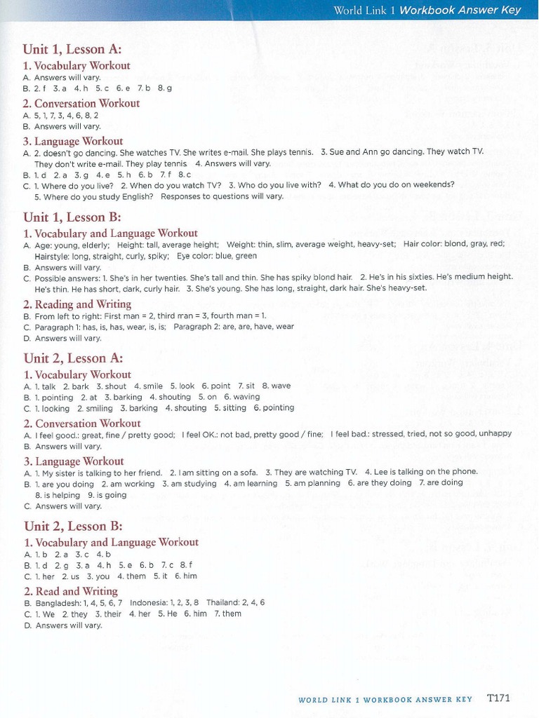 Workbook Answer Key | PDF | Language Arts & Discipline | Foreign ...