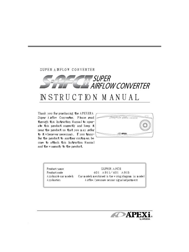 Apexi Installation Instruction Manual: S-AFC 2 | PDF | Throttle | Switch