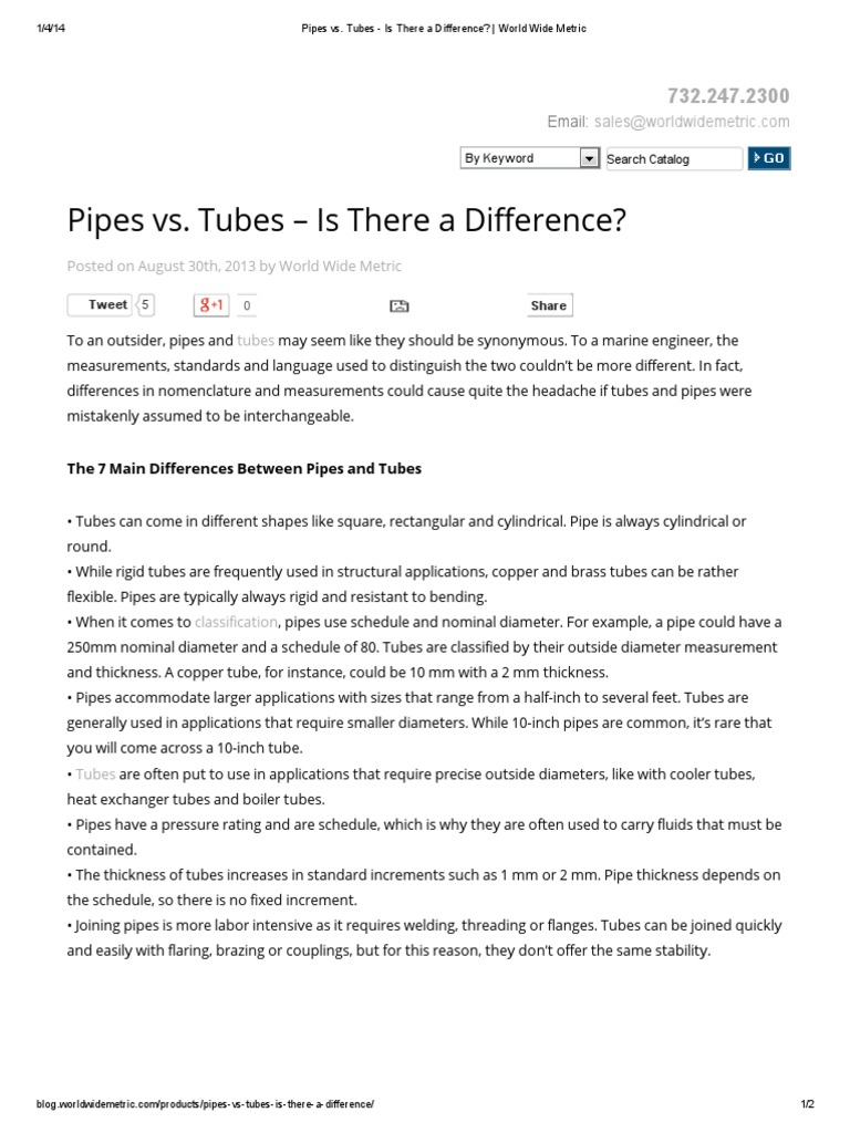 Pipes Vs Tubes | PDF