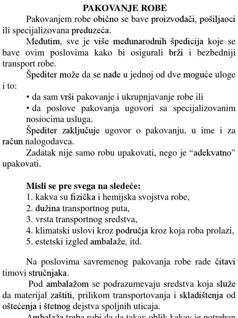 Pakovanje Robe | PDF