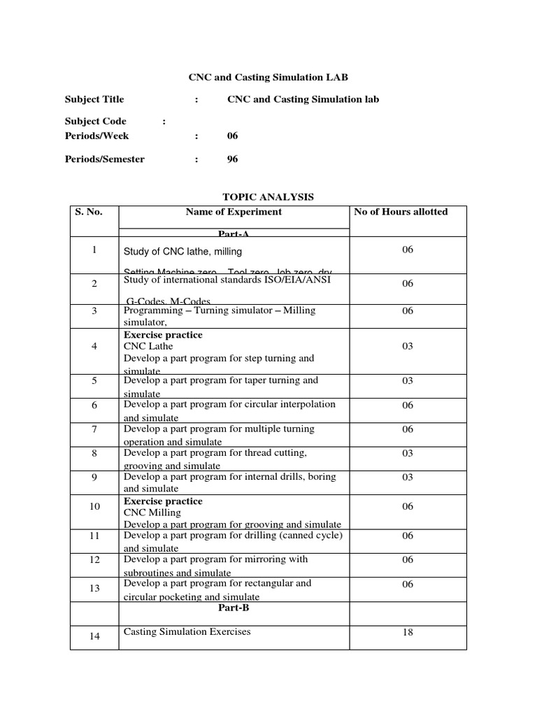 CNC & Casting Simulation Lab | PDF | Casting (Metalworking) | Numerical Control