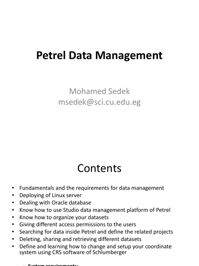 PETREL Data Management Msedek | PDF | Computers