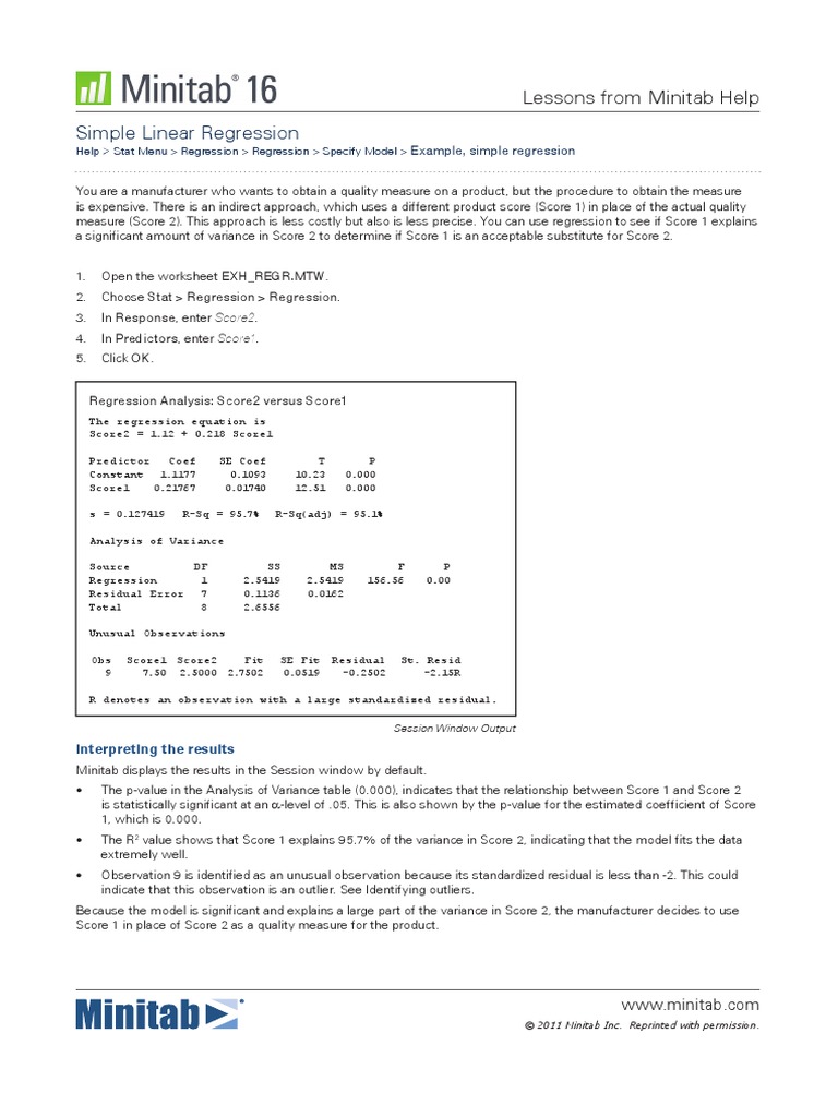 Minitab Regression | PDF