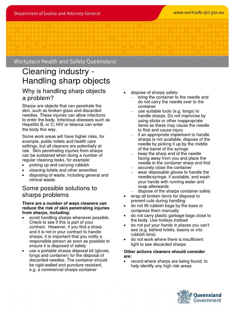 SB Cleaning Sharps Guidancesheet | PDF | Public Health | Health Sciences