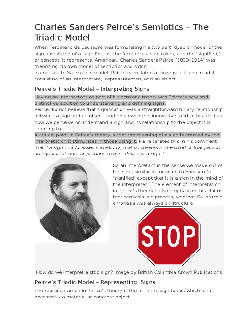 Peirce's Triadic Model of Semiotics | PDF | Philosophical Movements ...