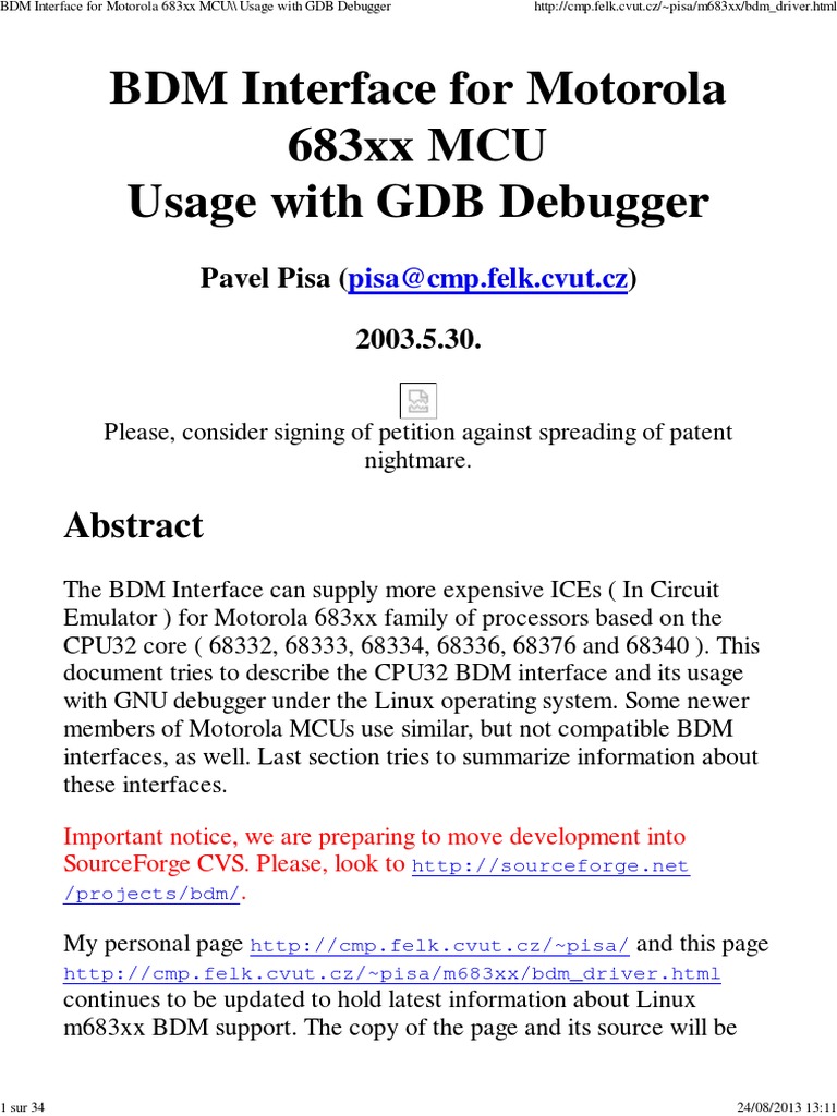 BDM Interface For Motorola 683xx MCU - Usage With GDB Debugger | PDF ...