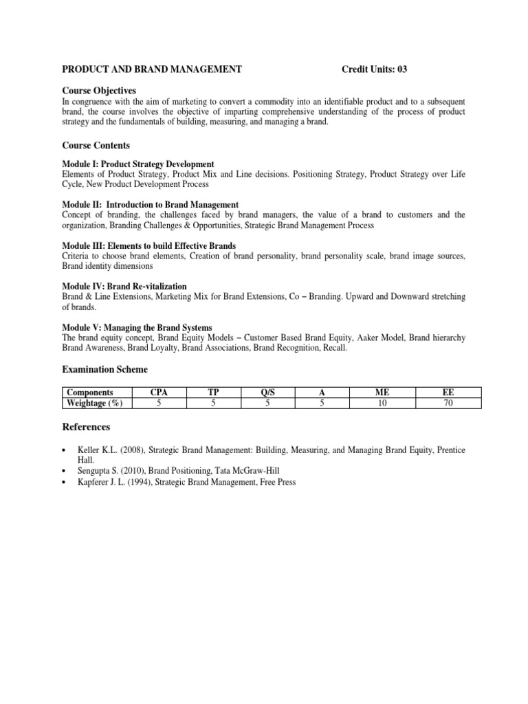 Product and Brand Management Course | PDF | Business
