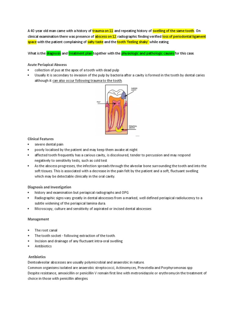 Acute Apical Abscess | PDF | Human Tooth | Dentistry
