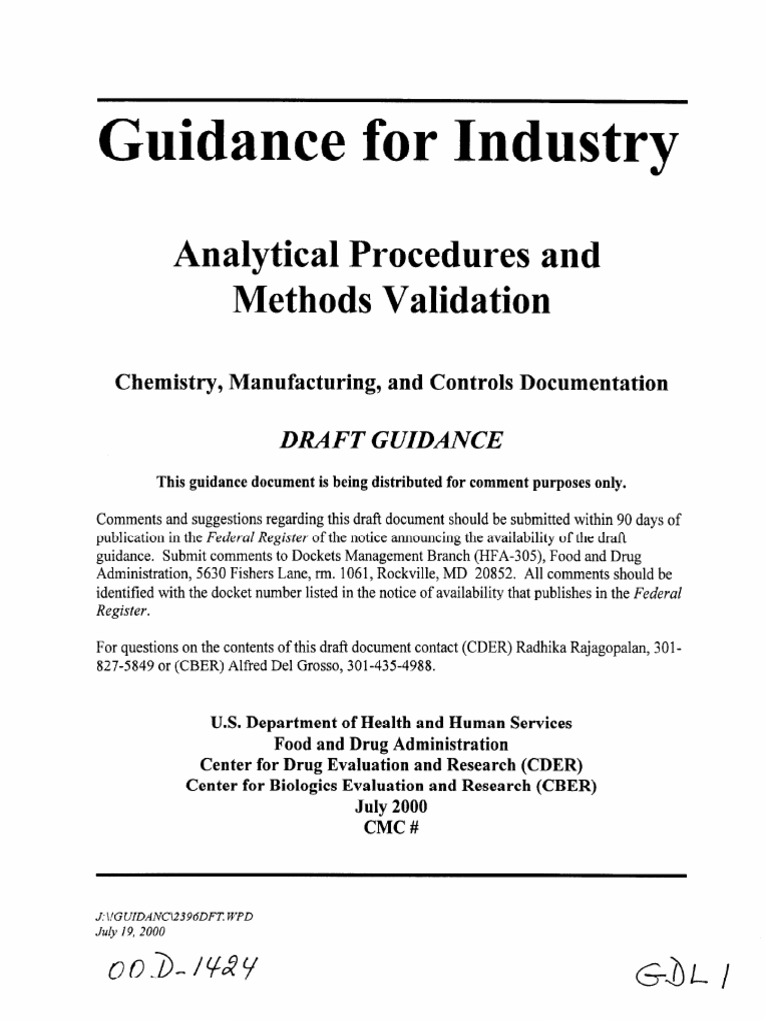 FDA Guidance on Analytical Method Validation | PDF | Food And Drug ...