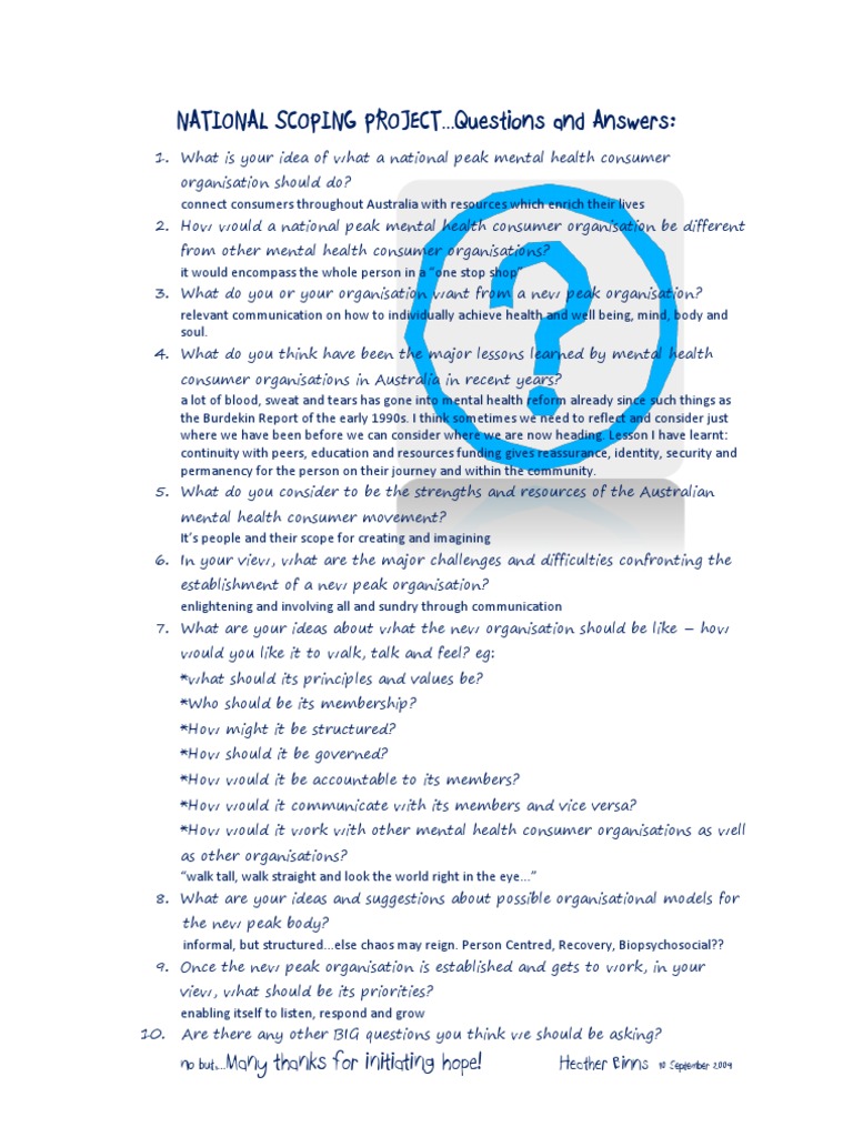 National Scoping Project Questions and Answers:: No But,.. | PDF ...