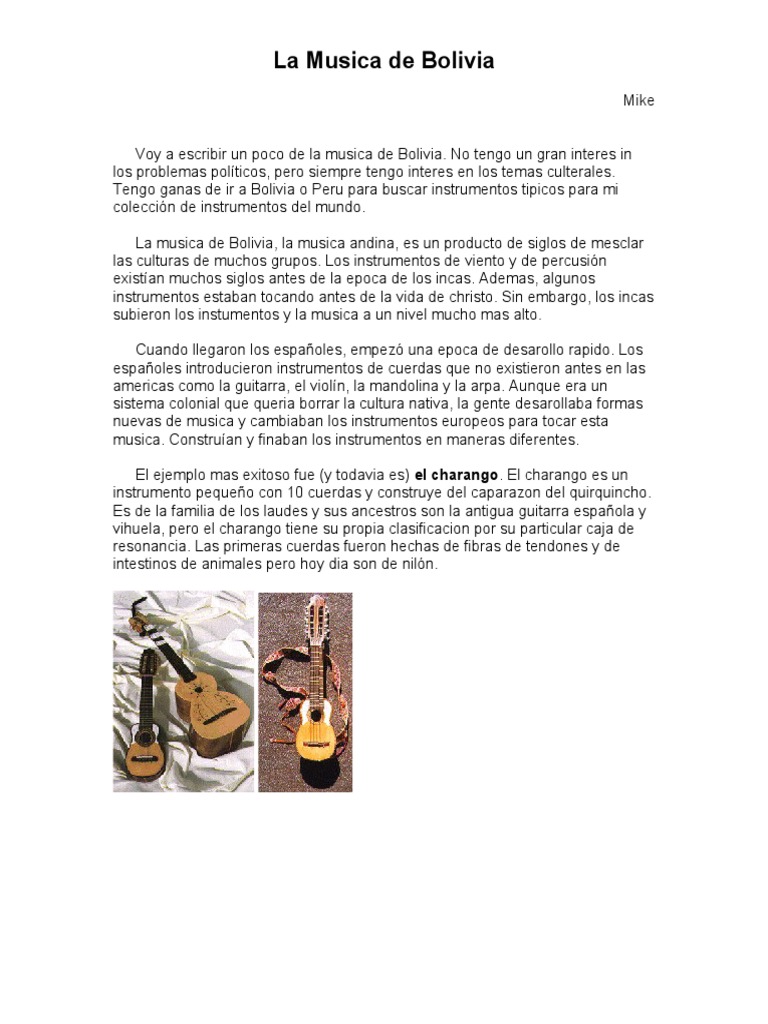 La Musica de Bolivia | PDF | Producción musical | Las artes escénicas