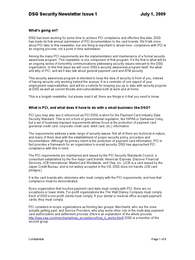DSG Security Newsletter Issue 1 July 1, 2009: What's Going On? | PDF ...