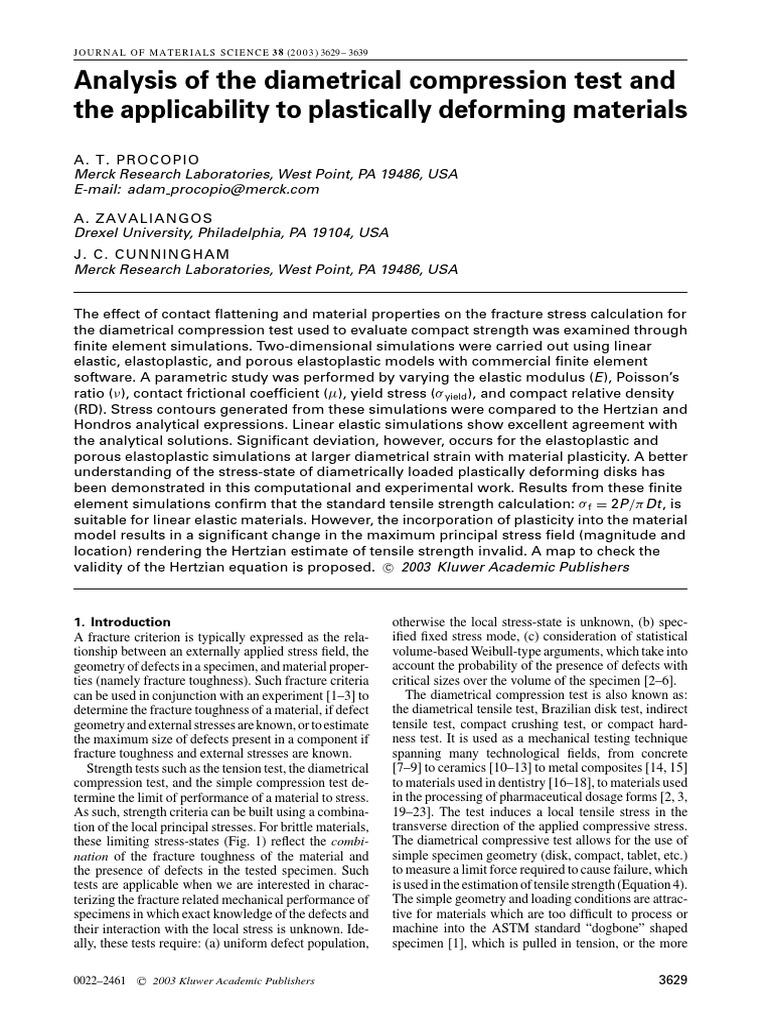 Diametral Compression Test | PDF | Deformation (Engineering ...
