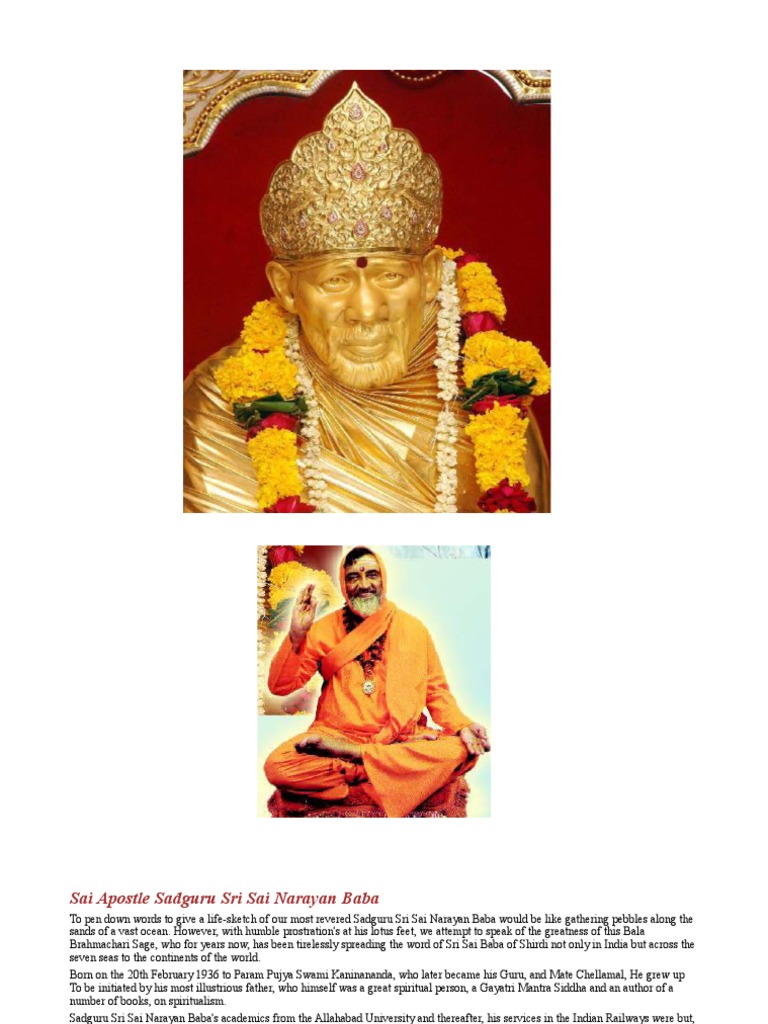 Sai Apostle Sadguru Sri Sai Narayan Baba | Download Free PDF | Hindu Worship | Hindu Behaviour ...