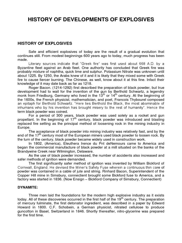 Evolution of Explosives History | PDF | Explosive Material | Emulsion